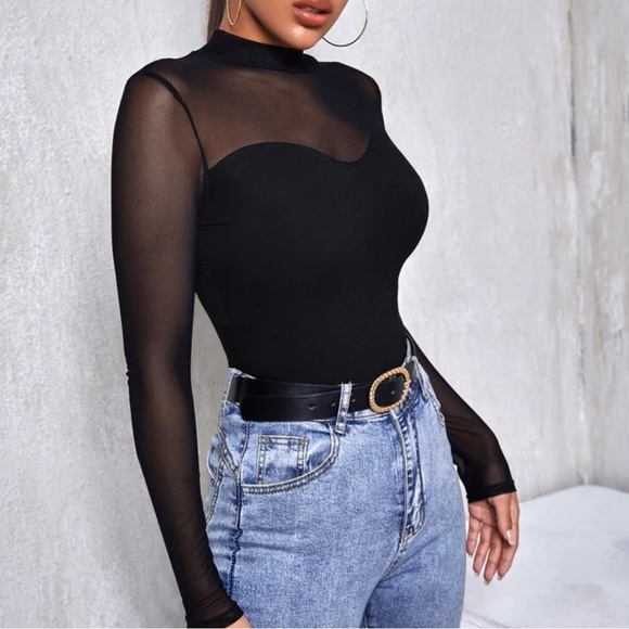 Tops | Elegant Mesh Stretchy Top | Poshmark